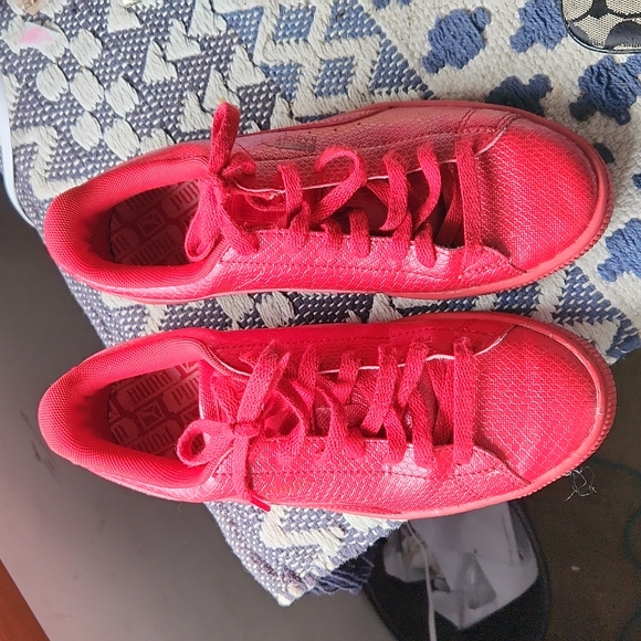 Puma | Shoes | Puma Red Leather Sneakers | Poshmark